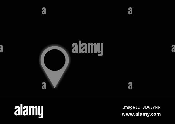 A simple digital animation features a minimalist gray location pin icon ...