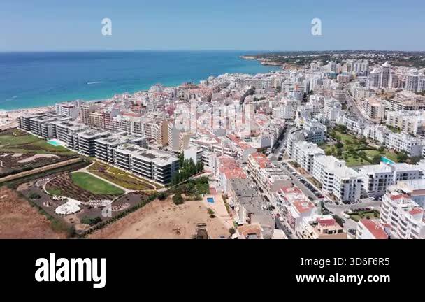 Wide cityscape view, Aerial perspective of coastline, Broad panoramic ...