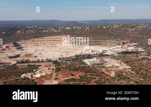 Aerial quarry view, Overhead mining site perspective, High vantage ...
