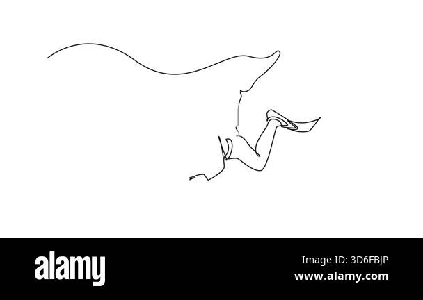 Animated self drawing of continuous line draw man scuba diver is ...