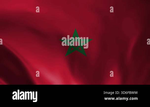 4K Morocco flag waving seamless loop. Ideal for national events, sports ...