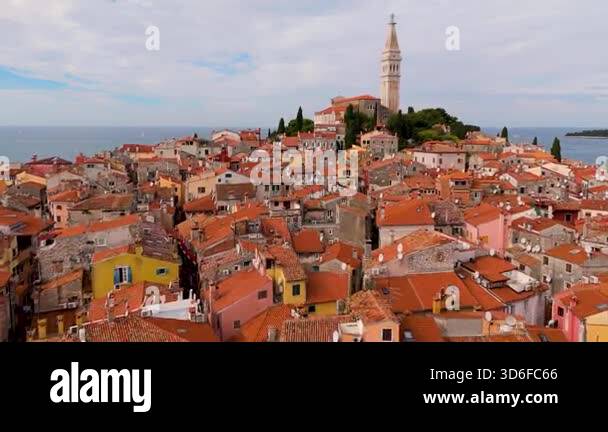 Cinematic Aerial View of Rovinj Old Town, Istria, Croatia One of the ...