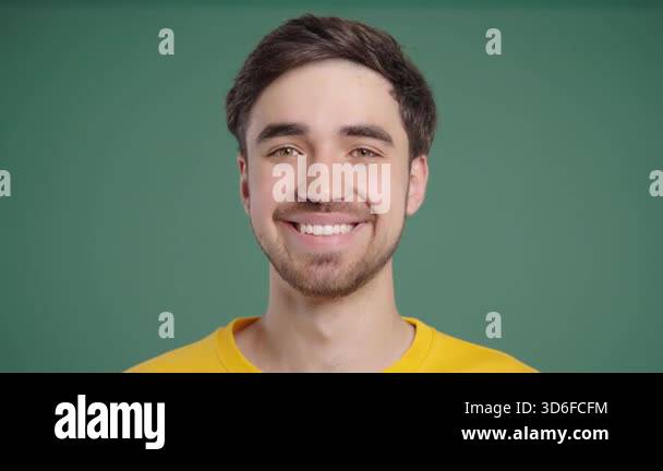 Cheerful Young Man Smiling, Confident Happy White Guy Portrait On Green ...