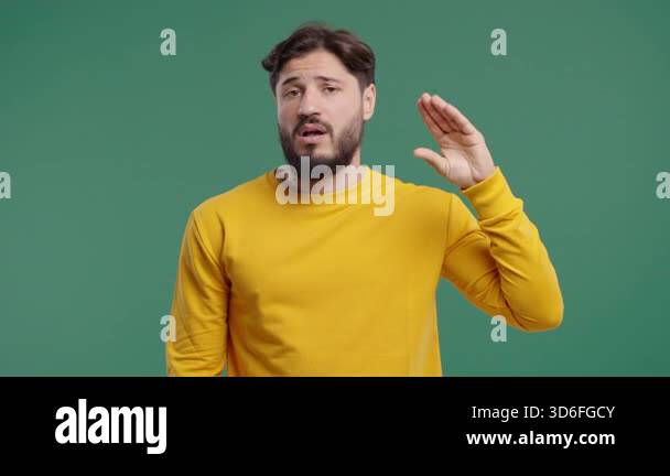 Irritated Bearded Handsome Man Showing Bla-Bla Gesture With Hands ...