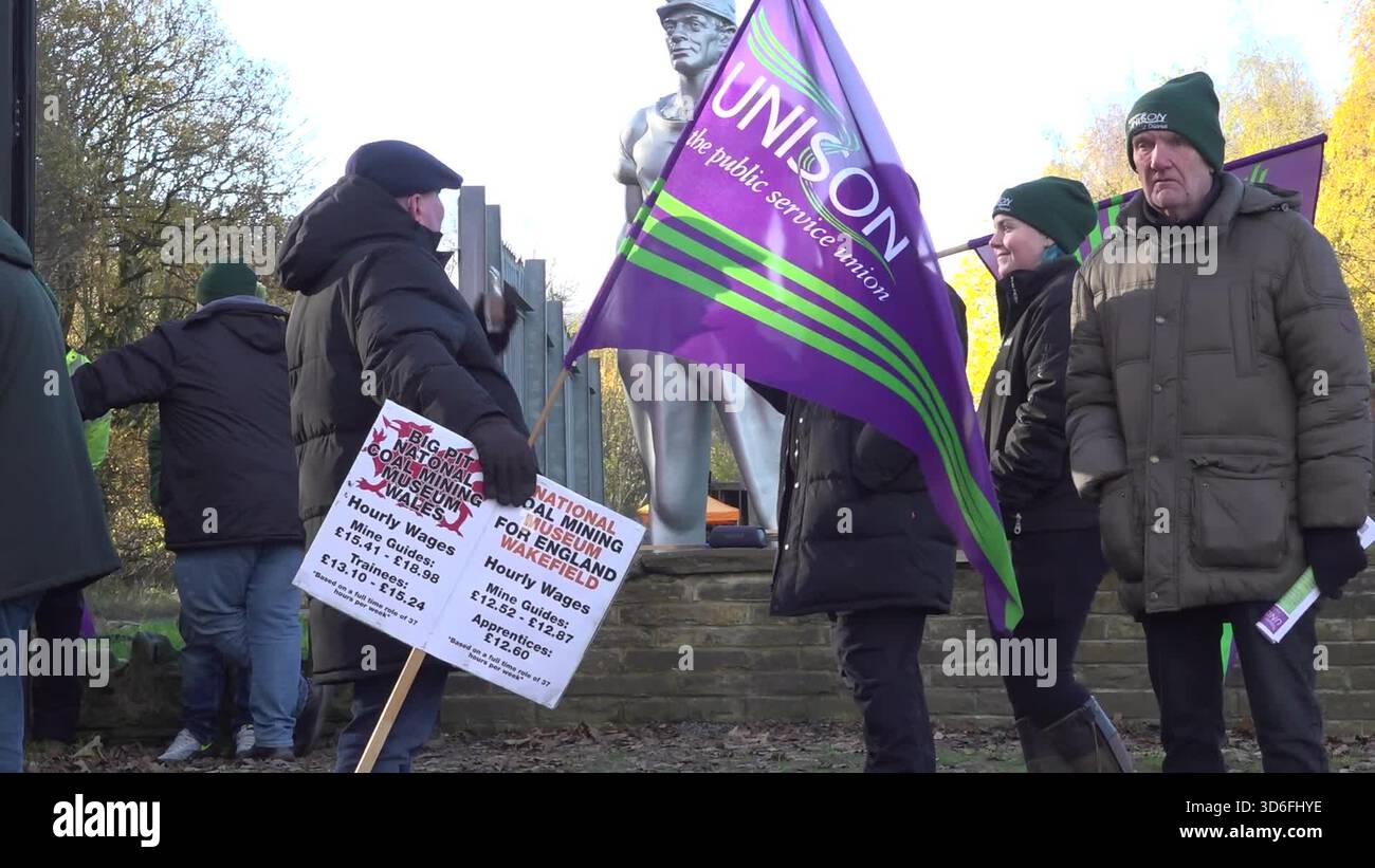 Workers at National Coal Mining Museum strike for 13th week Stock Video ...