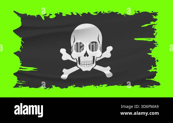 Ripped pirate flag on green background Stock Video Footage - Alamy