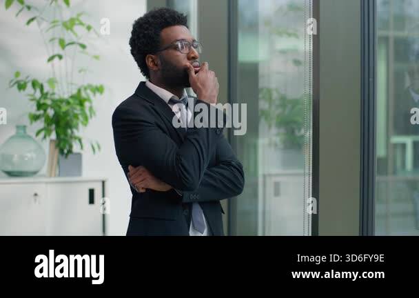 Creative thoughtful African American man business male entrepreneur ...