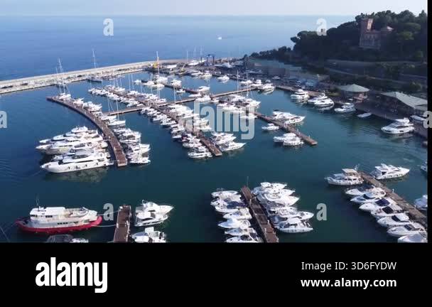 Aerial view of Varazze marina with luxury yachts and boats Stock Video ...