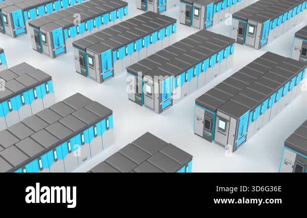 3d rendering group of energy storage systems or battery container units ...