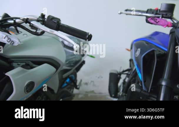 New yamaha mt-03 motorcycles displaying in dealership showroom Stock ...