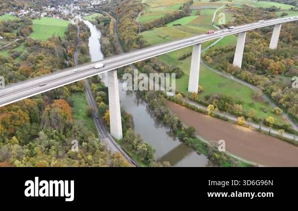 Mertert, Luxembourg - October 29, 2025: Aerial view on border bridge ...