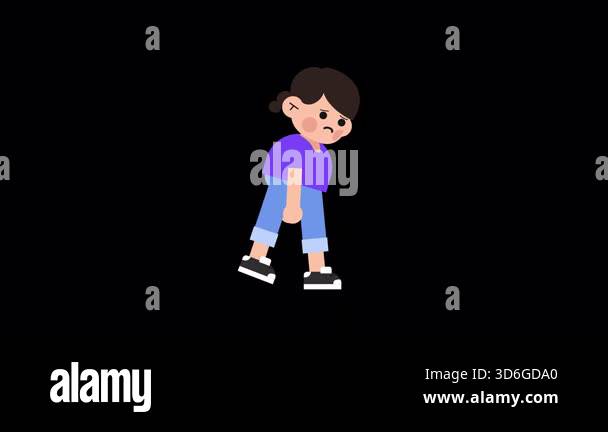 Sad walk girl animated character.Dejected young girl Walking Slowly. 2D ...