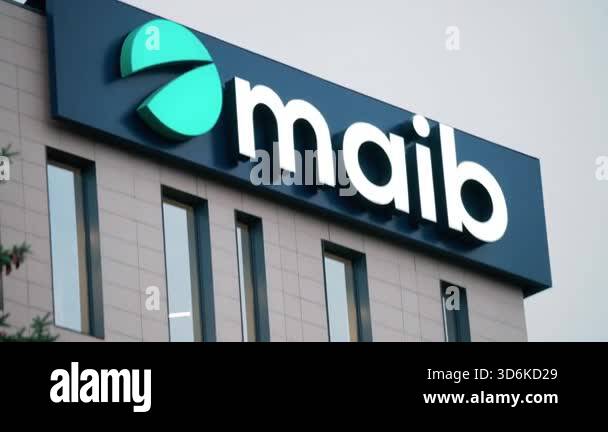 Chisinau, Moldova - October 1, 2025: Modern glass building facade with ...