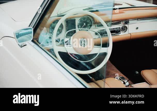 Cannes, France - October 13, 2025: Close up view of a classic Mercedes ...