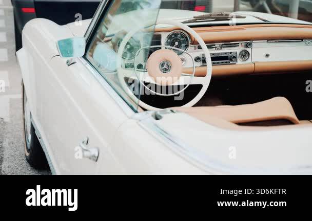Cannes, France - October 13, 2025: Close up view of a classic Mercedes ...