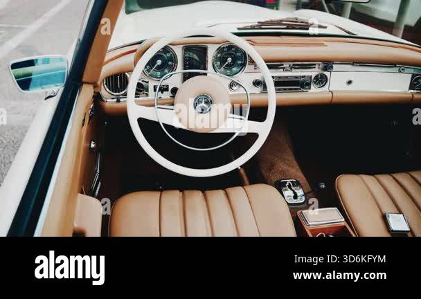 Cannes, France - October 13, 2025: Close up view of a classic Mercedes ...