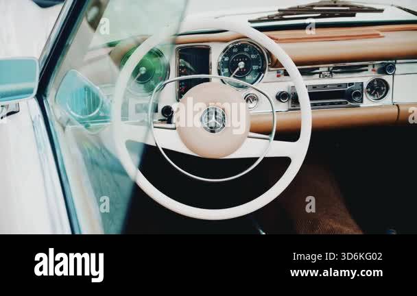 Cannes, France - October 13, 2025: Close up view of a classic Mercedes ...