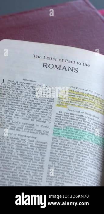 The book of Romans of the new testament, Holy Bible. Printed form, the ...