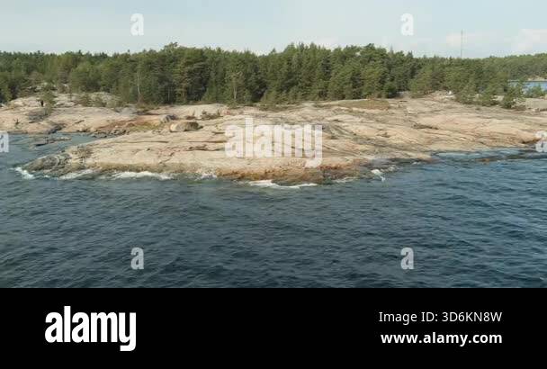 Aerial view of rocky seashore at Lerviksudden recreation area in sunny ...