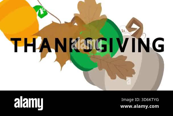 Thanksgiving word with Autumn leaf and Pumpkin. Celebrating gratitude ...