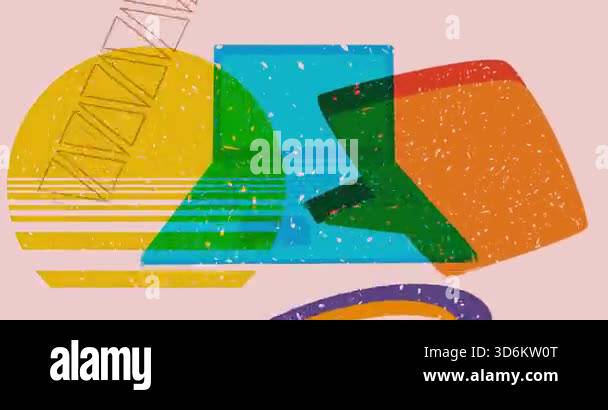 Risograph laptop and speech bubble with geometric shapes animation ...