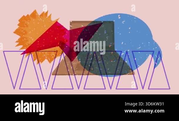 Risograph laptop and speech bubble with geometric shapes animation ...