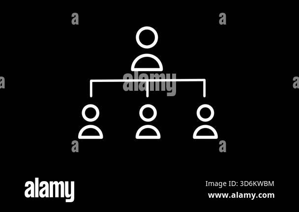 A central white stick figure is positioned above three connected white ...