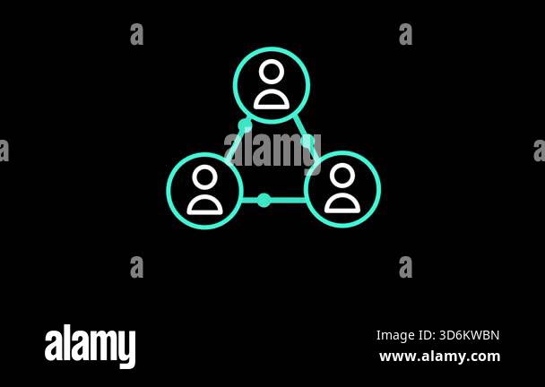Three interconnected tealcolored stick figures form a triangular ...