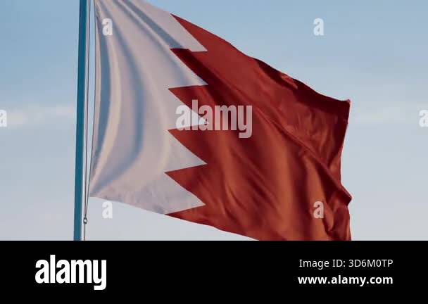 Bahrain Manama National Flag Cinematic Realistic Waving Dolly Out Dusk ...