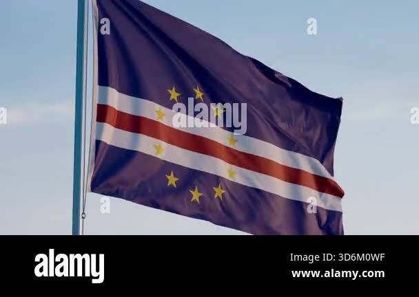 Cape Verde Praia National Flag Cinematic Realistic Waving Dolly Out ...
