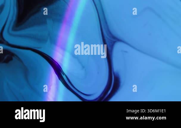 Ink pour. Light texture. Defocused blue purple colorful paint neon ...