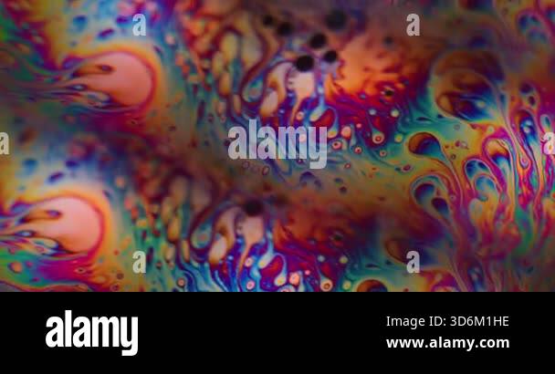 Blur emulsion spill. Acrylic ink. Orange blue purple color flow oil ...