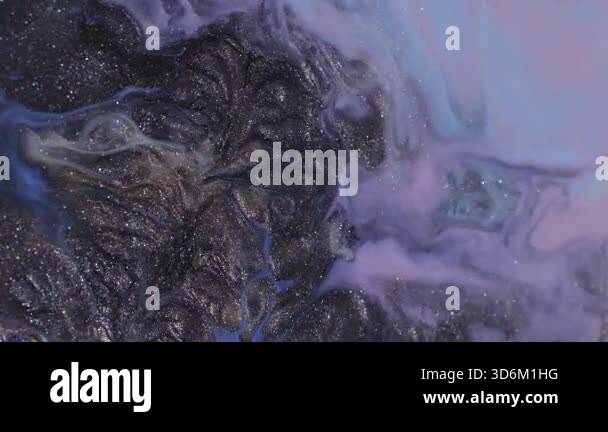 Ink splash. Color liquid. Defocused pink blue sparkling wave water flow ...