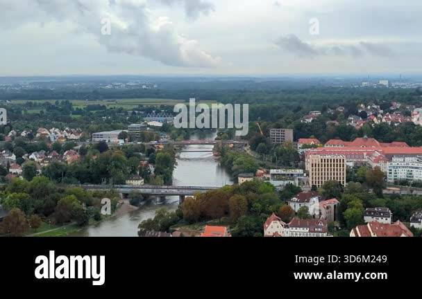Cityscape of Ulm from the heights of Ulm Minster is a Gothic church ...