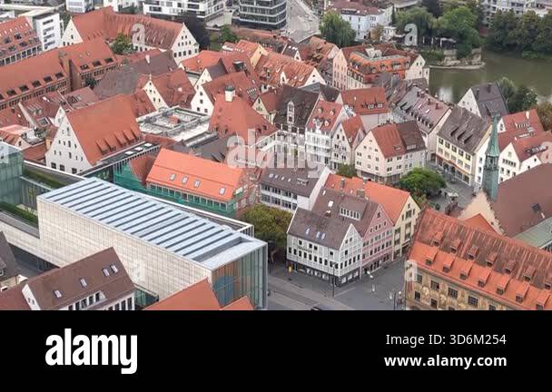 Cityscape of Ulm from the heights of Ulm Minster is a Gothic church ...