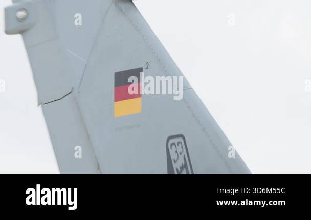 Close up of German flag painted on the tail fin of a military aircraft ...