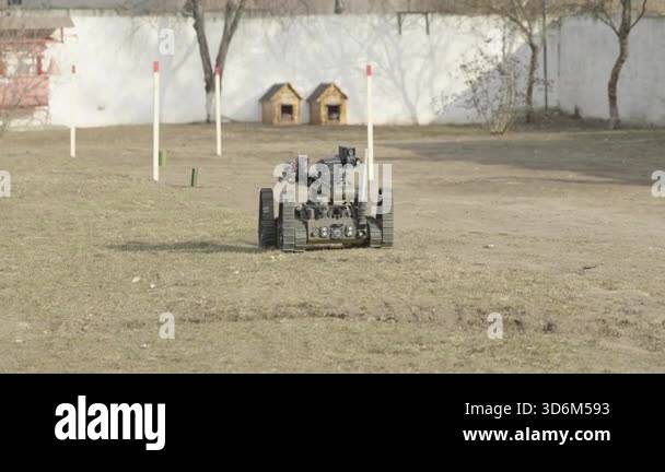 A demining robot moves an anti-personnel mine Stock Video Footage - Alamy