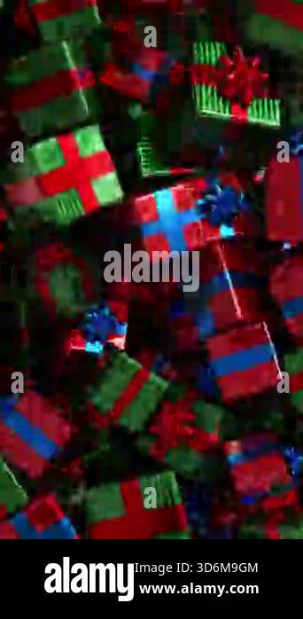 Christmas themed video transition with lots of gift packages falling ...