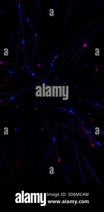 Colorful data signal moving randomly towards with trails. Fiber optics ...
