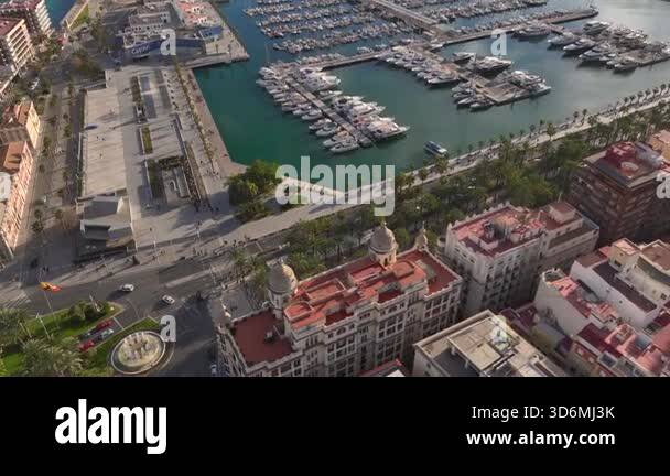 Aerial view of Alicante, a popular summer resort of Costa Blanca, Spain ...