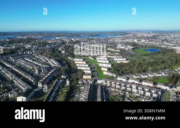 Plymouth, Devon, England: DRONE VIEWS: The drone shows the houses of ...