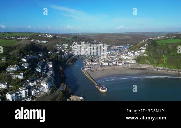Looe, Cornwall, England: DRONE VIEWS: The drone flies over the River ...