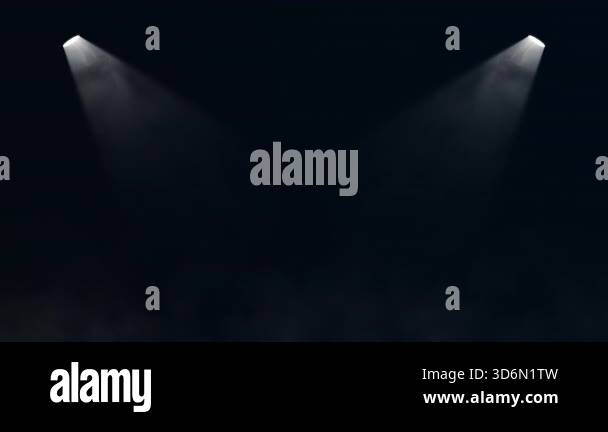 Stage Spotlight Background Animation. Realistic light beams and smoke ...