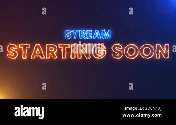 Stream starting soon neon text animation suitable for video live ...