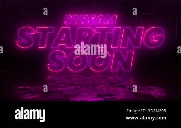 Stream starting soon neon text animation suitable for video live ...
