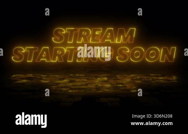 Stream starting soon neon text animation suitable for video live ...