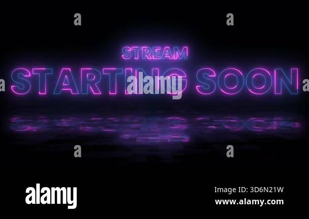 Stream starting soon neon text animation suitable for video live ...