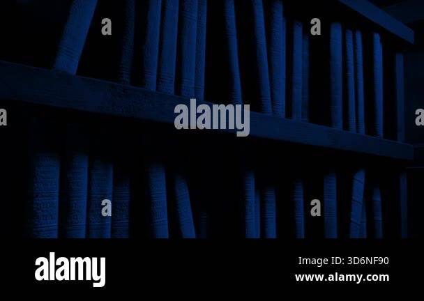 Library Interior At Night With Shelves Of Books Stock Video Footage - Alamy