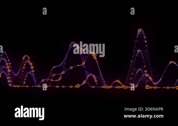 Abstract infographics animation. Big data graph grid curve noisy ...