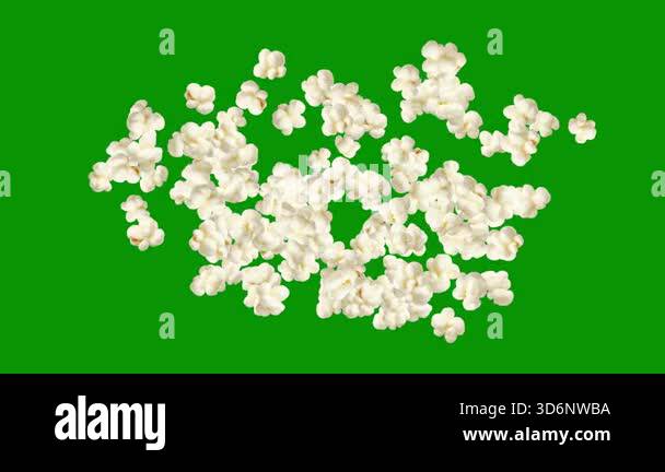 Popcorn fountain stream motion graphics with green screen background ...